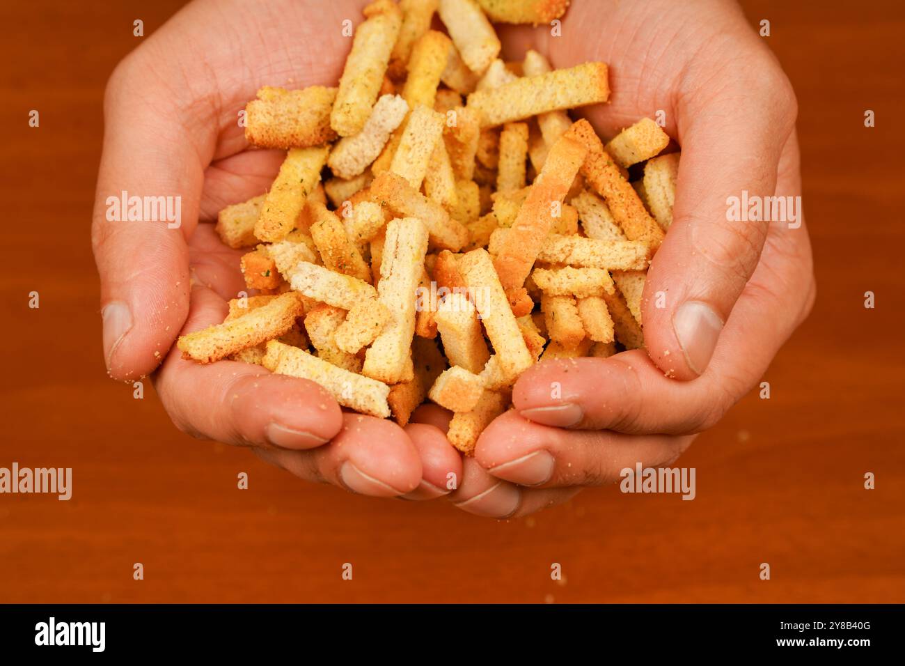 Snack. Cholesterol. Fast carbohydrates. Salty snack for beer. Unhealthy ...