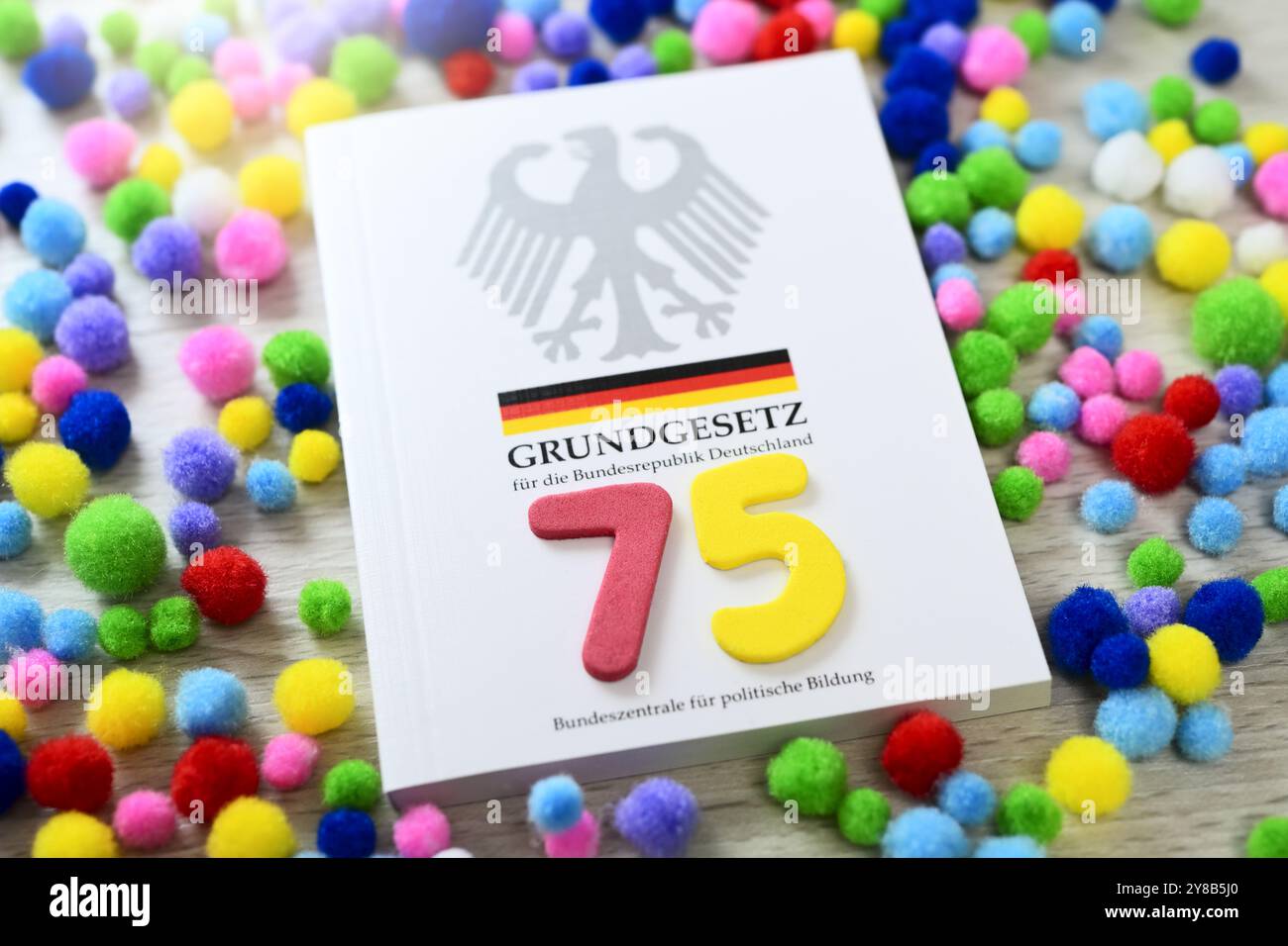 German Basic Law with the number 75, symbolic photo 75 years of the ...