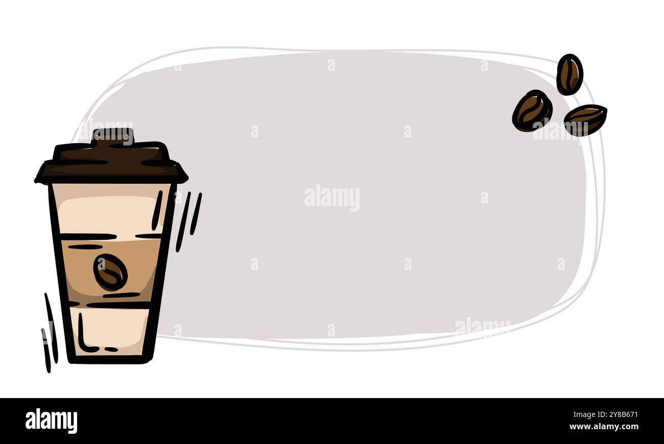 Simple vector sticker of a paper cup with a coffee drink. Template for ...