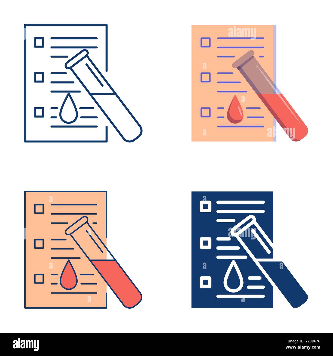Blood screening icon set in flat and line style. Vector illustration ...