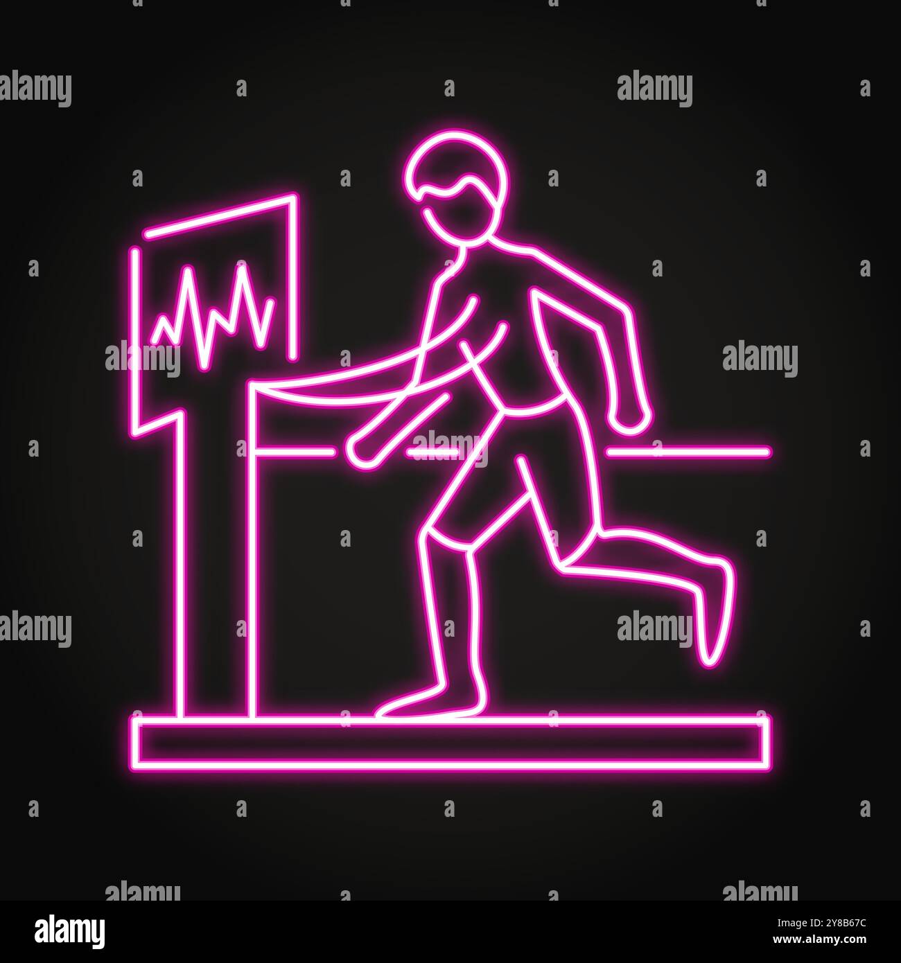 Exercise stress test neon icon. Treadmill test, cardiac checkup. Vector ...