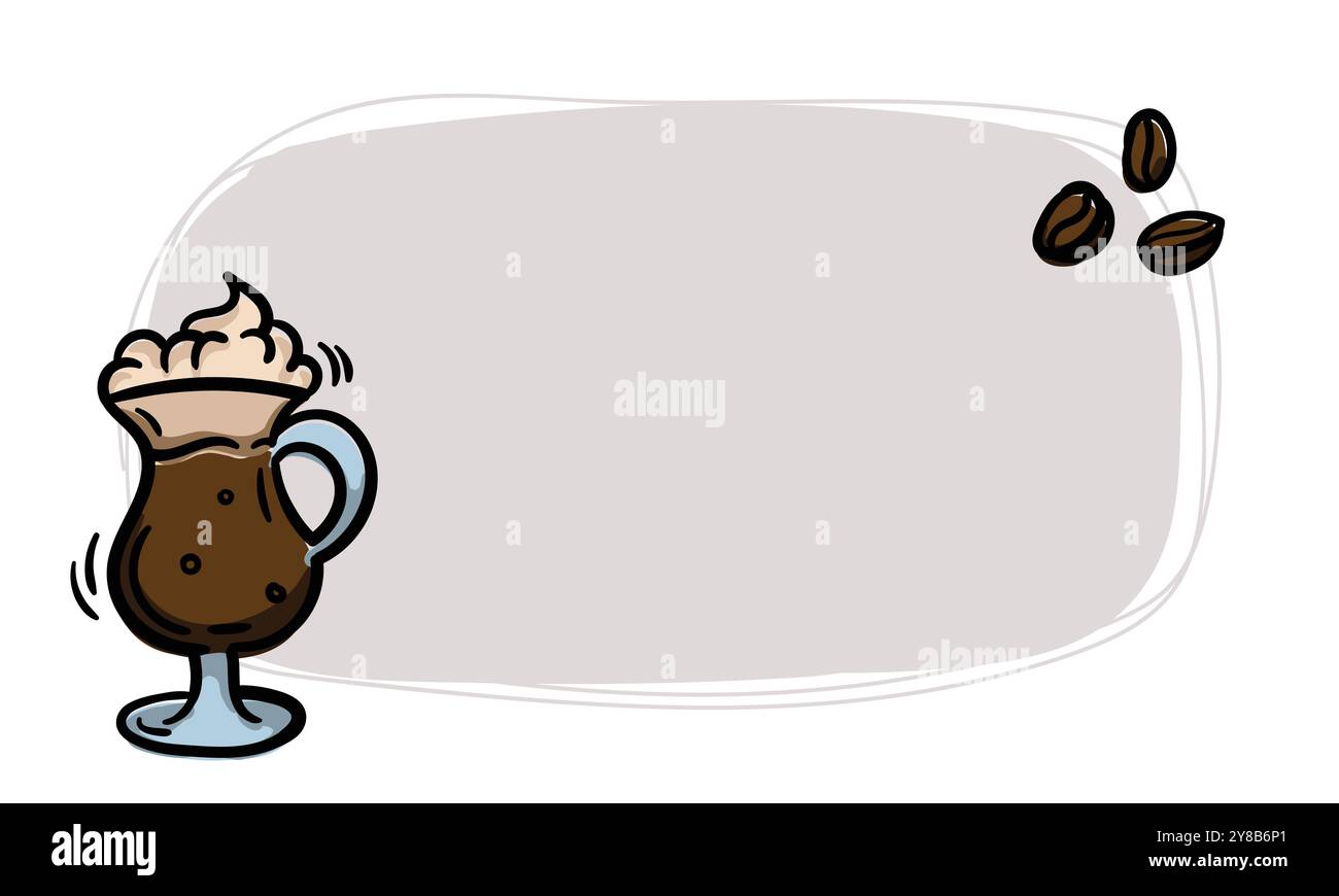 Simple vector sticker with a glass of coffee drink, cappuccino, latte ...