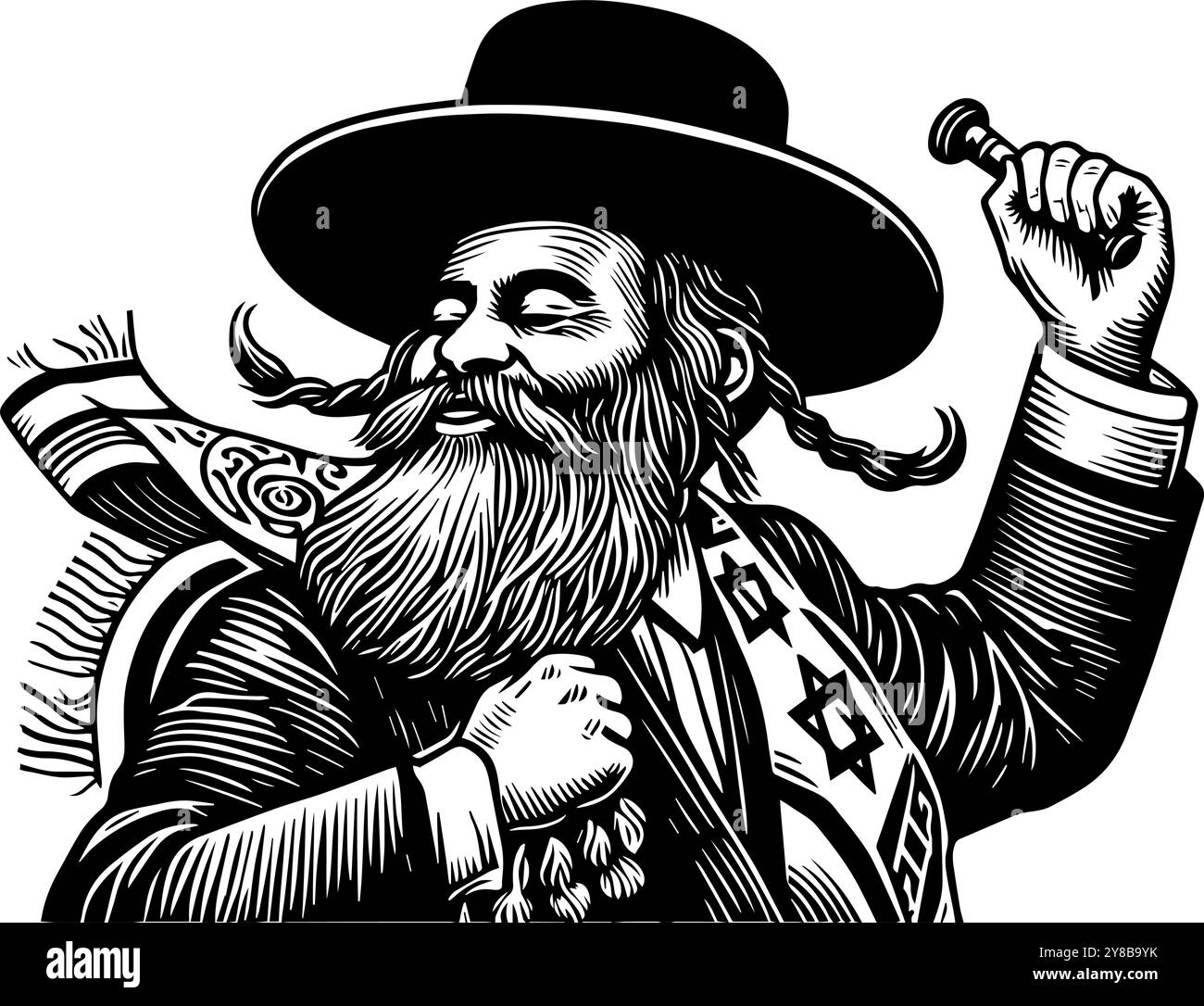 An Orthodox Jewish man with a beard is dancing happily Stock Vector ...
