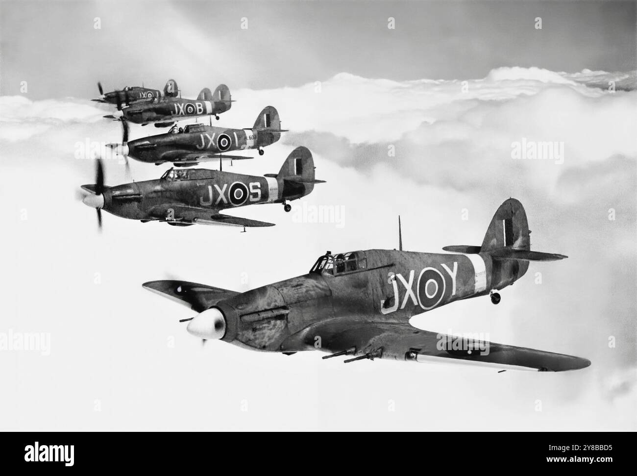 A formation of The Hawker Hurricane Mk IICs, a British single-seat ...