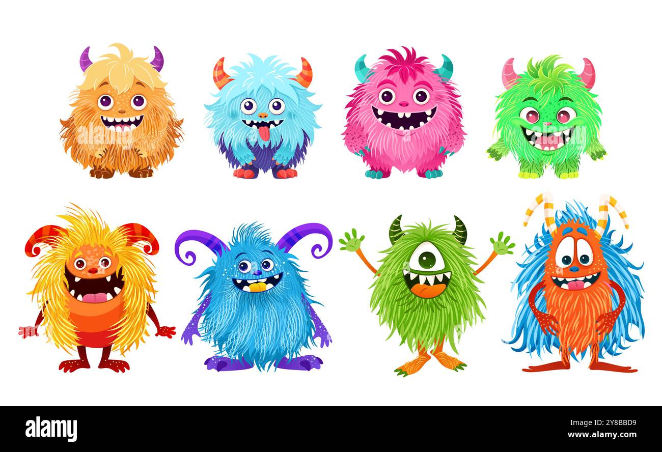 Set of isolated cute little monsters. Clip-arts Stock Vector Image ...