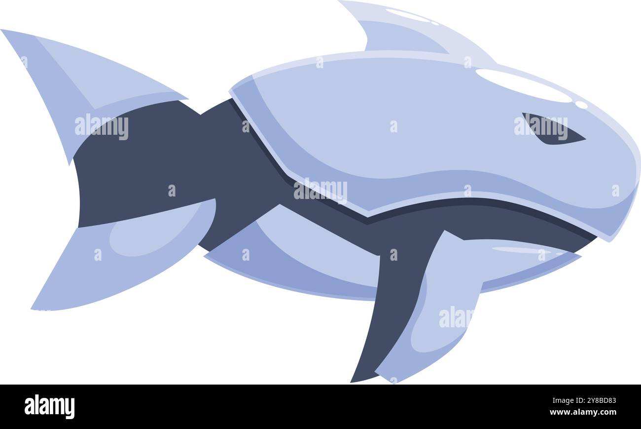 Cartoon style metallic robot fish is swimming underwater Stock Vector ...