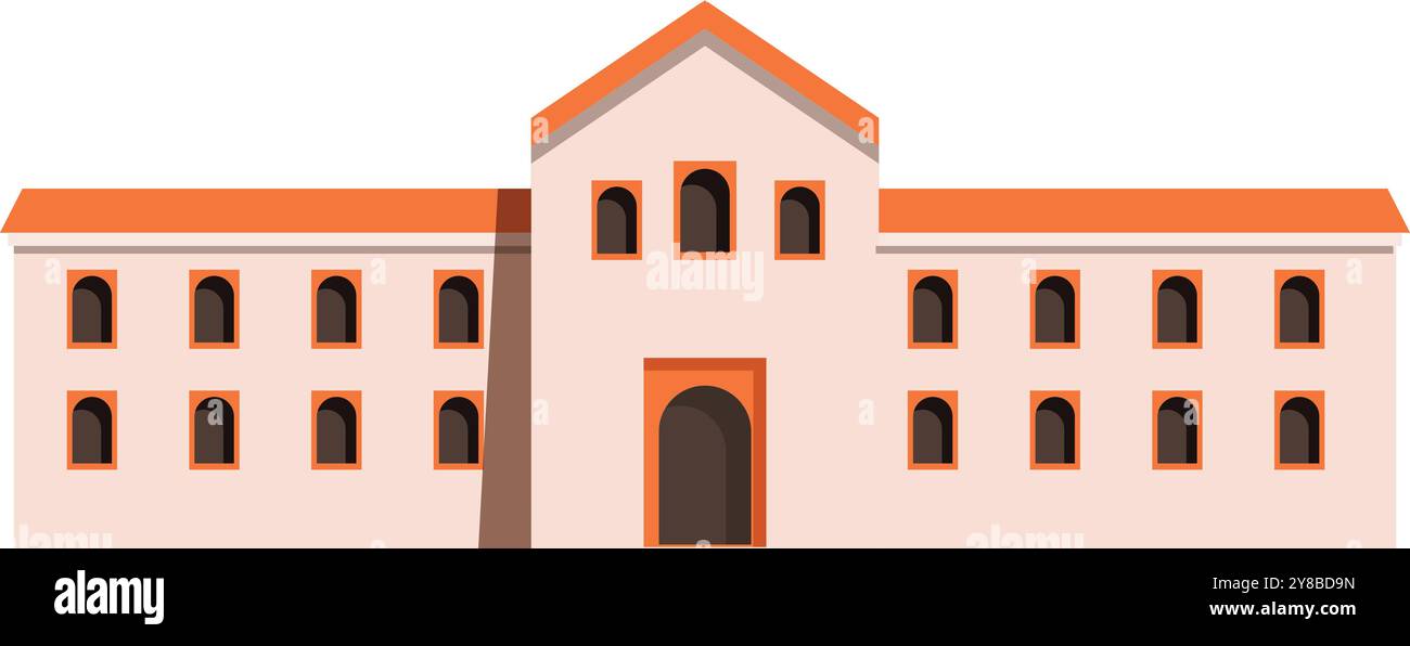 Simple vector illustration featuring a long, likely institutional ...