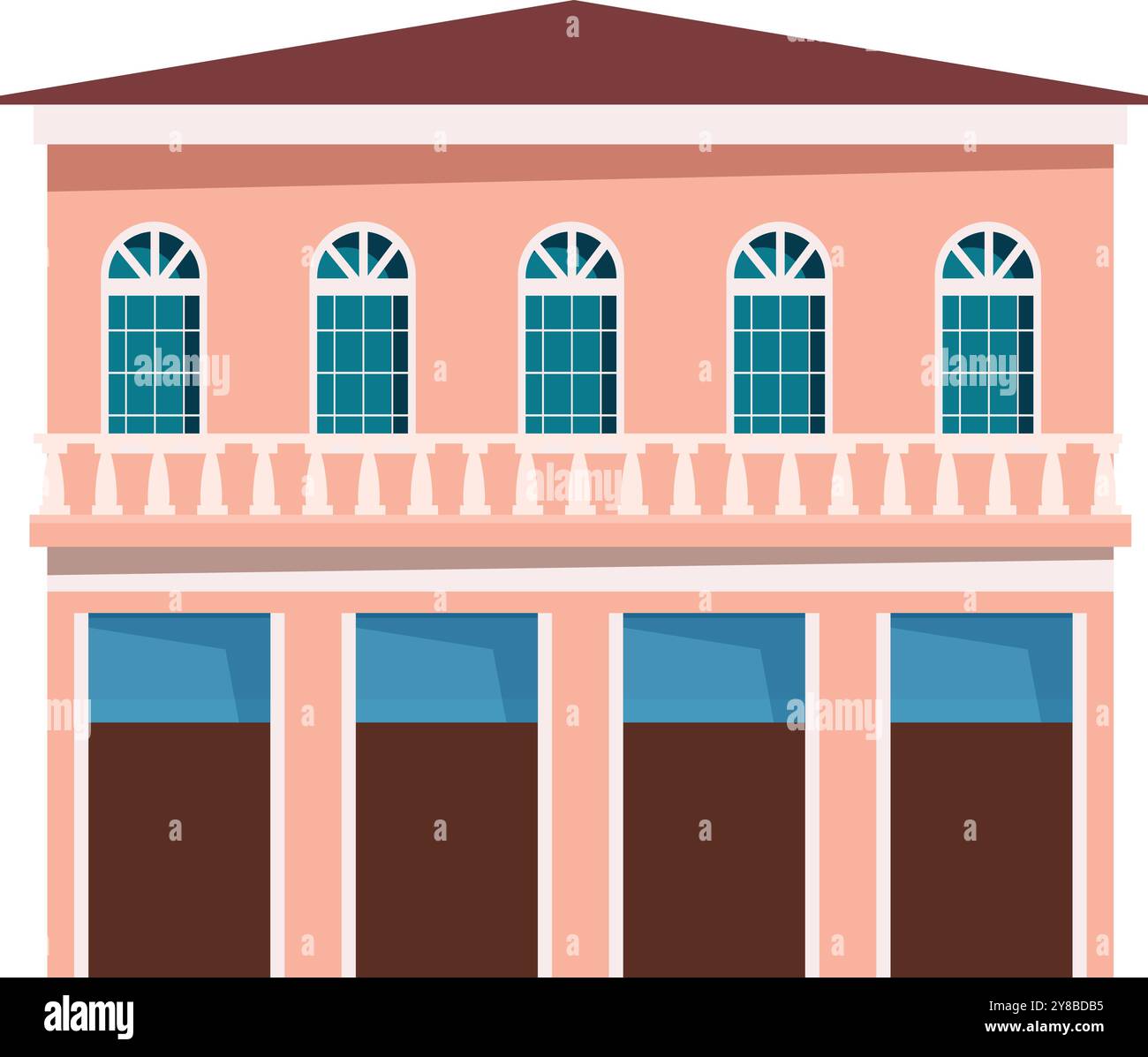 Elegant classic building facade featuring a balcony and large windows ...