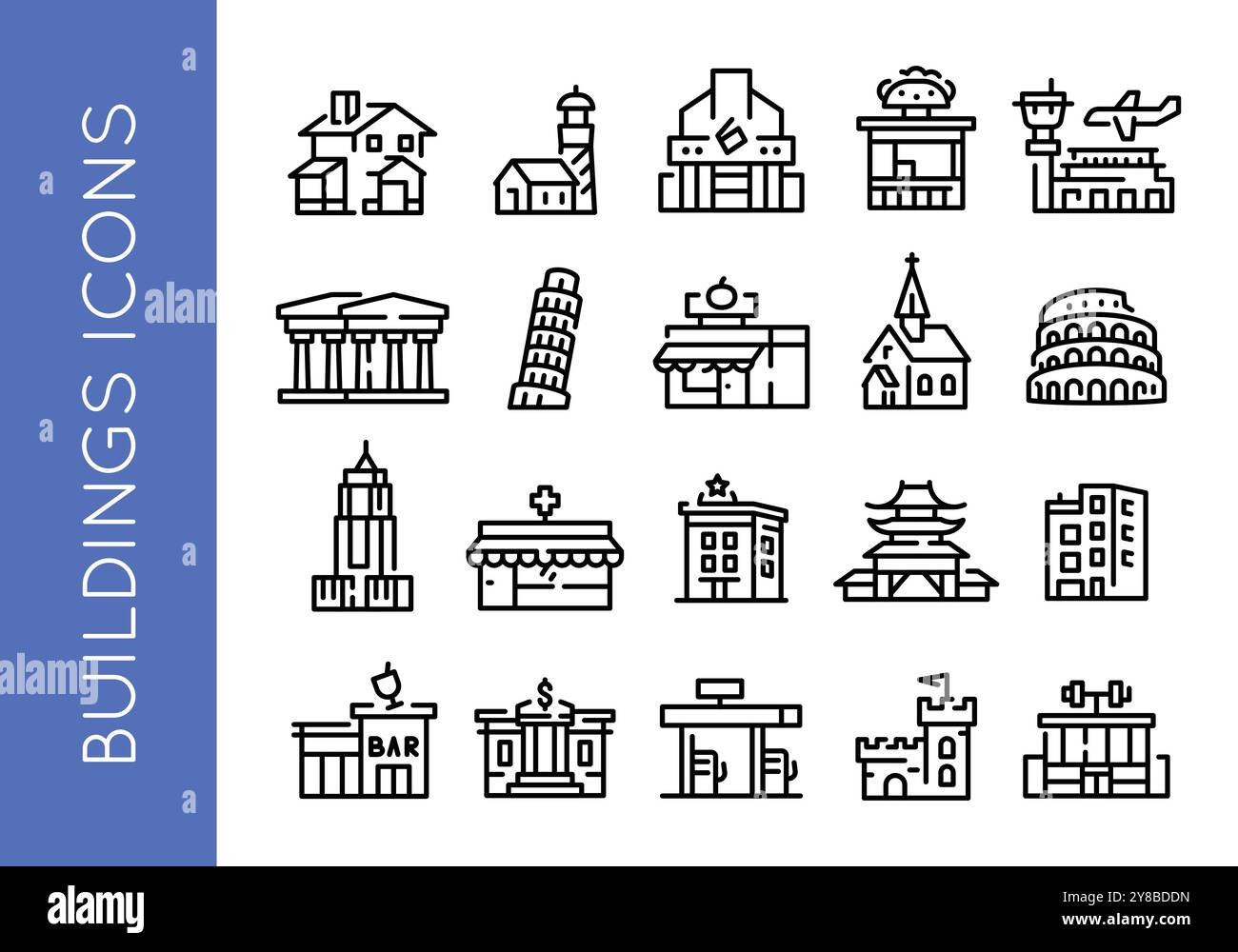 Buildings Icons Set Stock Vector Image & Art - Alamy