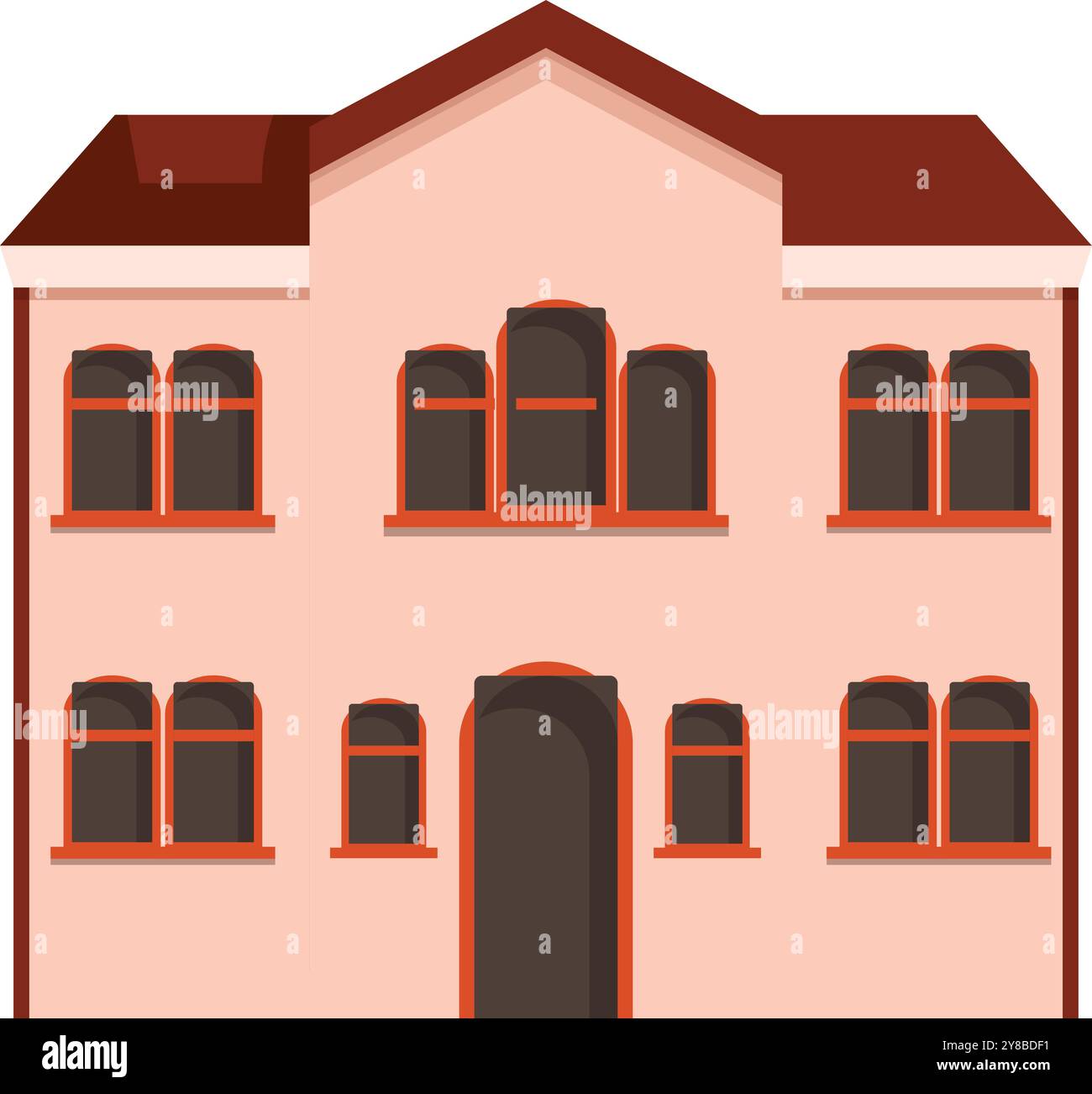 Simple vector illustration of a two storey detached family home with ...