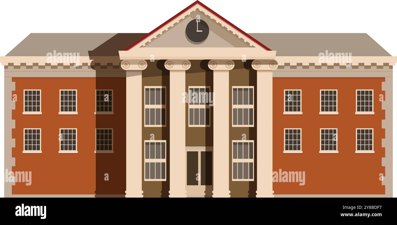 Illustration featuring a classic university building with a clock tower ...