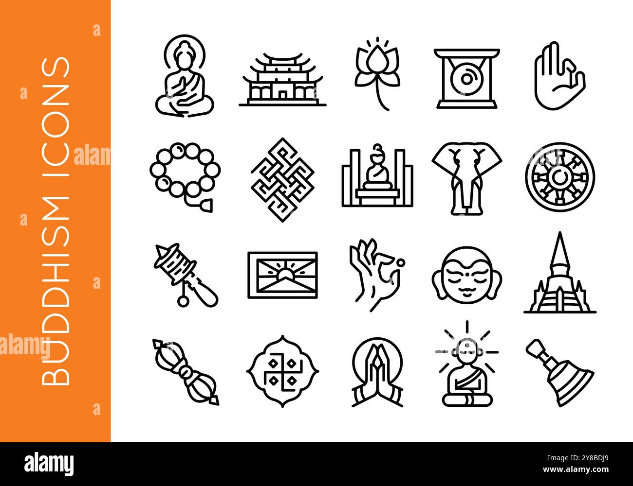 Buddhism Icons Set Stock Vector Image & Art - Alamy