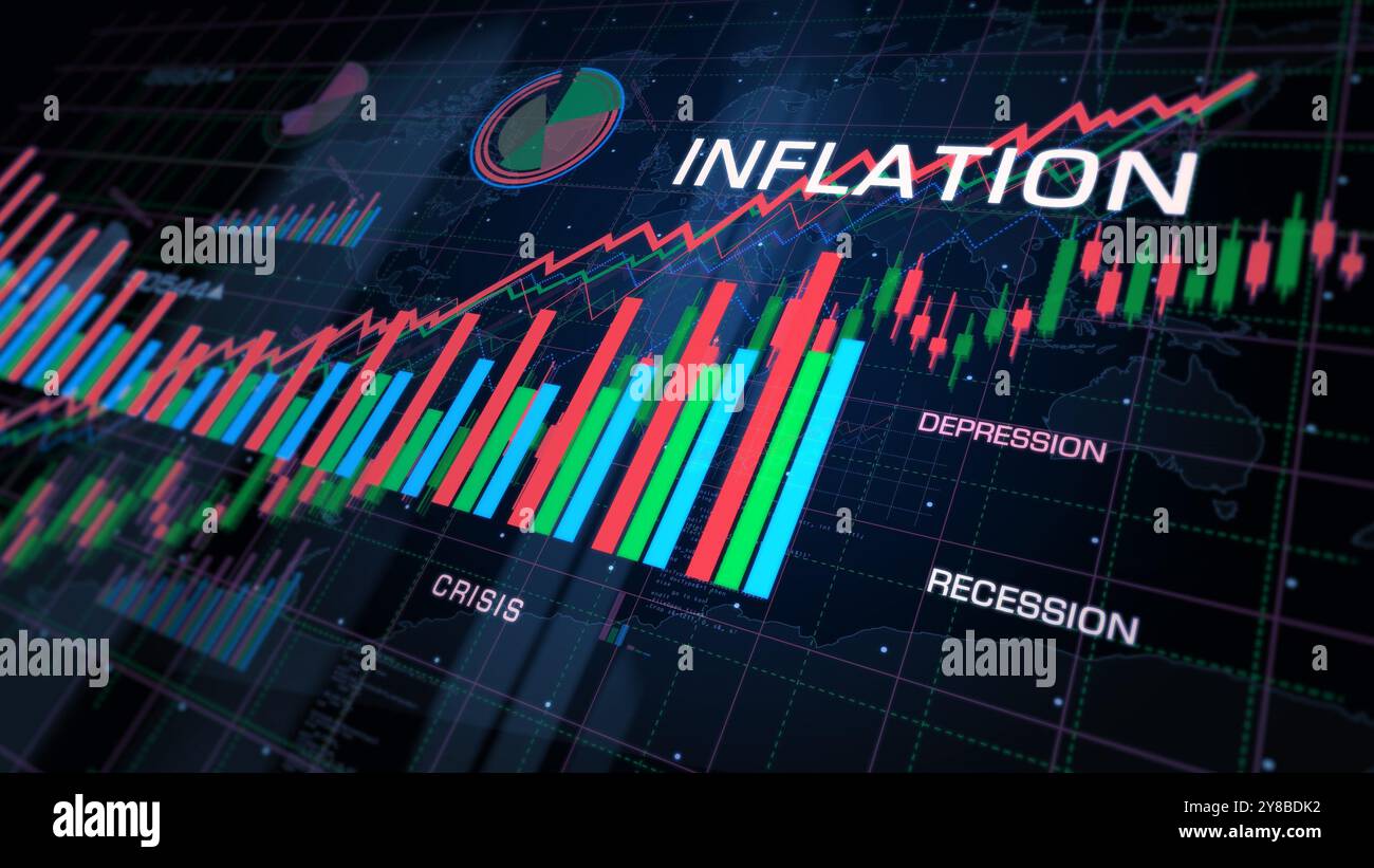 Inflation recession and depression crisis charts and graphs diagram ...