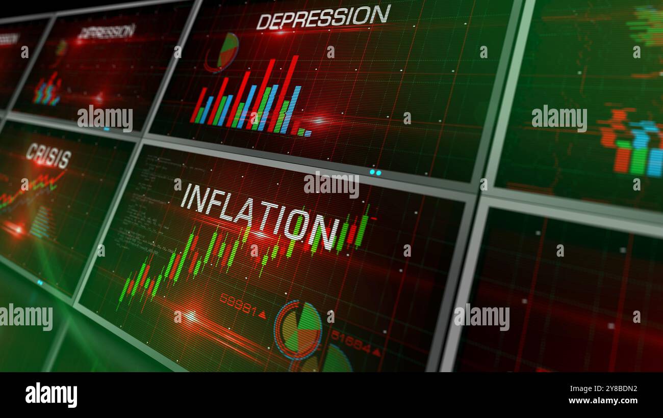 Inflation recession and depression crisis charts and graphs diagram ...