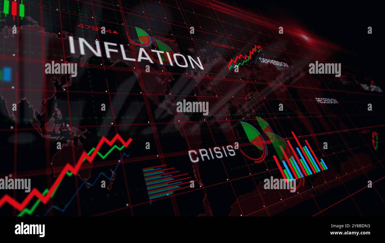 Inflation recession and depression crisis charts and graphs diagram ...