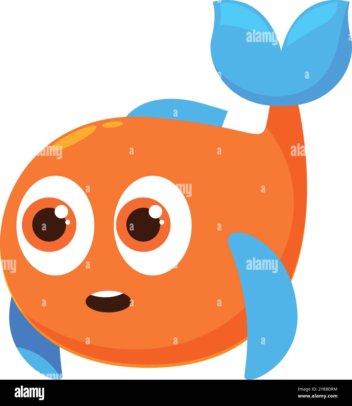 Orange cartoon fish character looking surprised with open mouth Stock ...