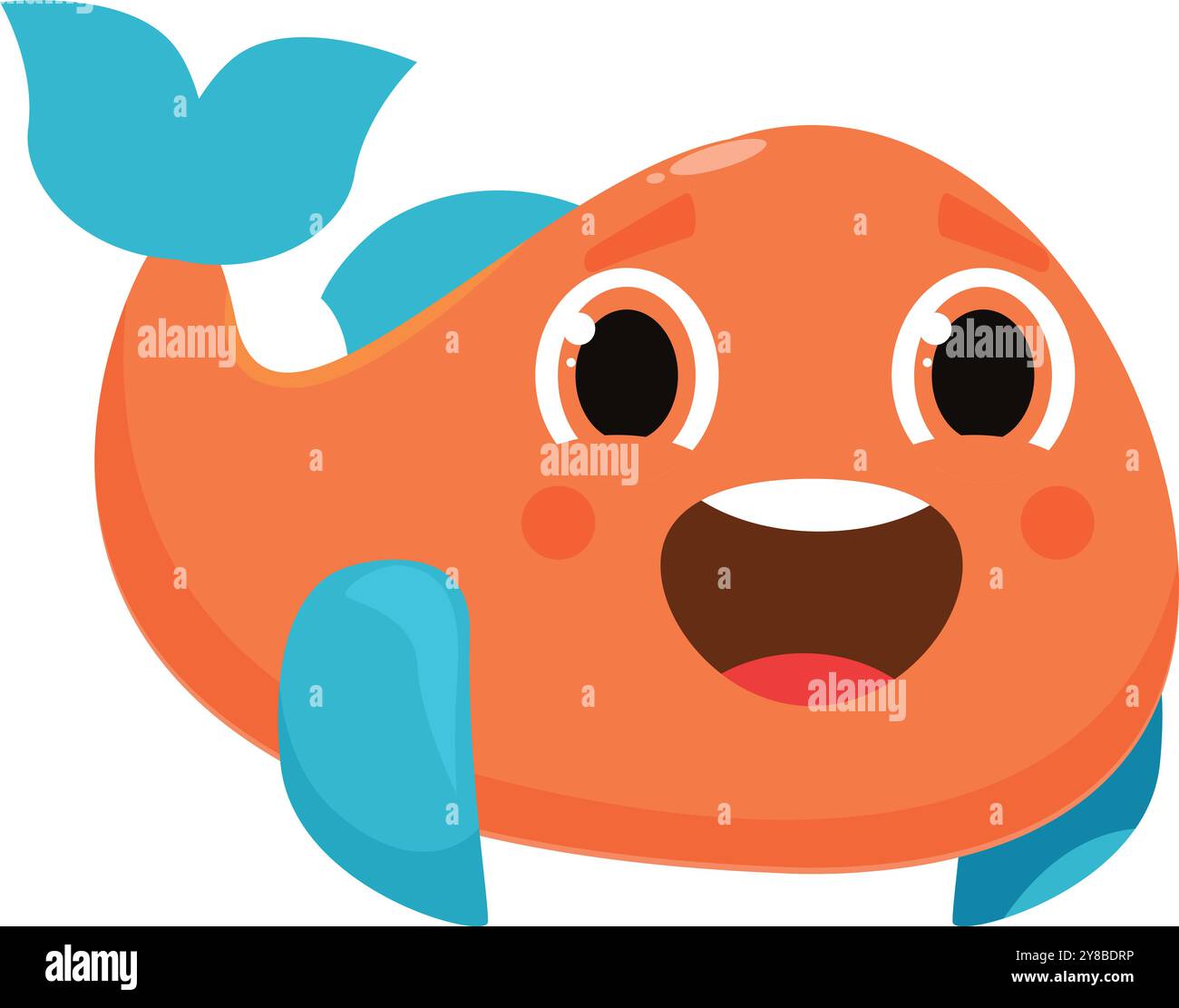 Cartoon illustration of a cute orange whale smiling and having fun ...