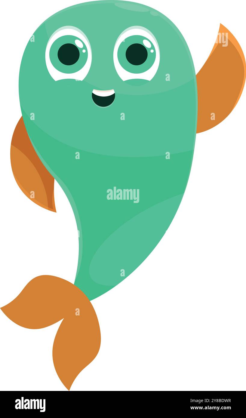 Happy cartoon fish with big eyes is waving with its fin Stock Vector ...