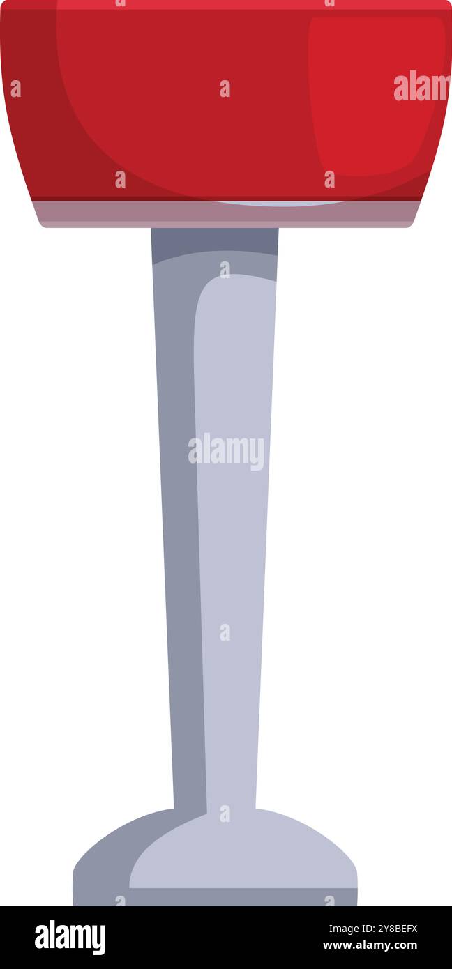 Red round bar table standing on one leg isolated on white background ...