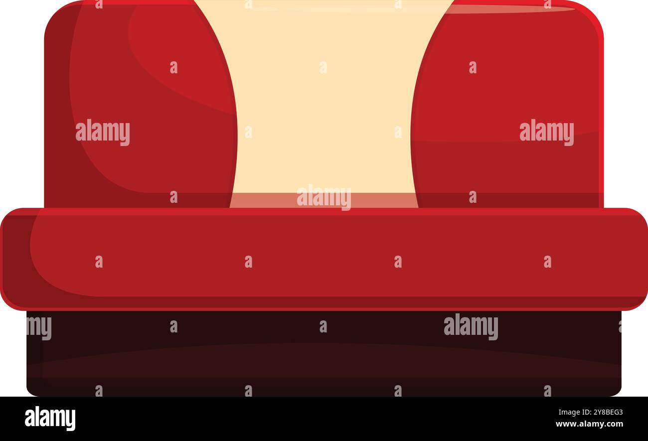 Red sofa with rounded edges standing on the floor in cartoon style ...