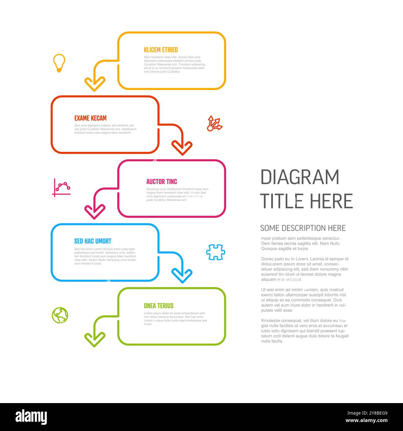 Five steps content rectangle blocks infographic template with colorful ...