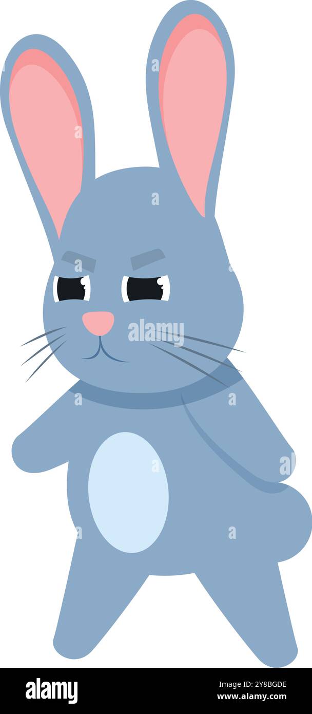 Cartoon illustration of a grumpy cartoon bunny rabbit character ...