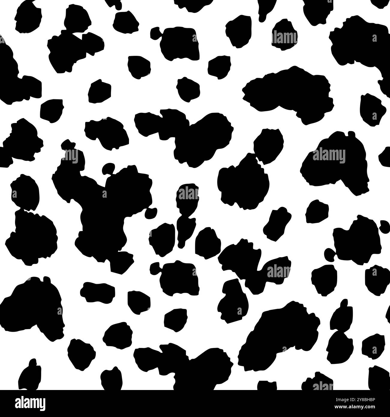 Seamless black and white cow spot print pattern. Animal skin texture ...