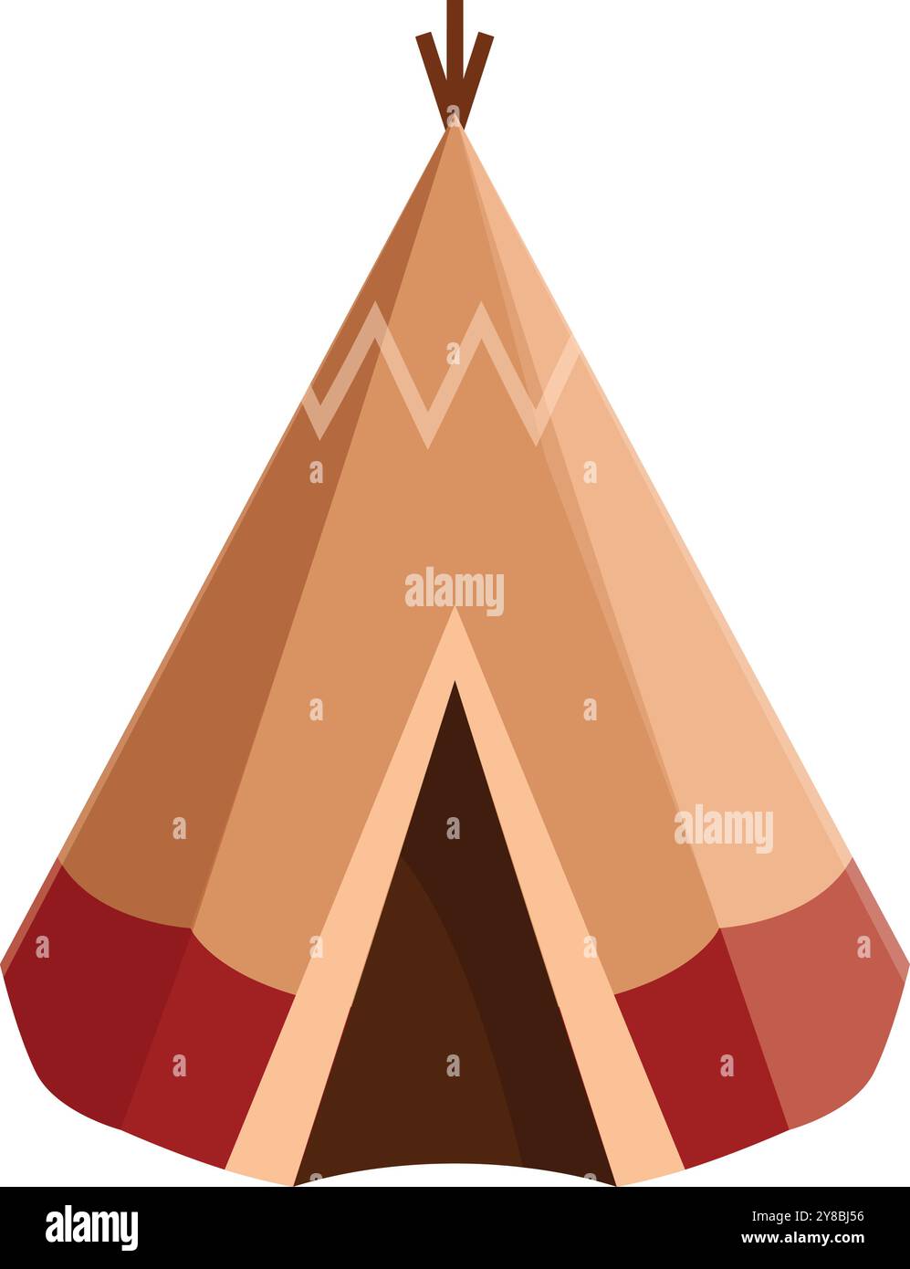 Brown and red tipi tent standing on a sunny day, traditional house of ...