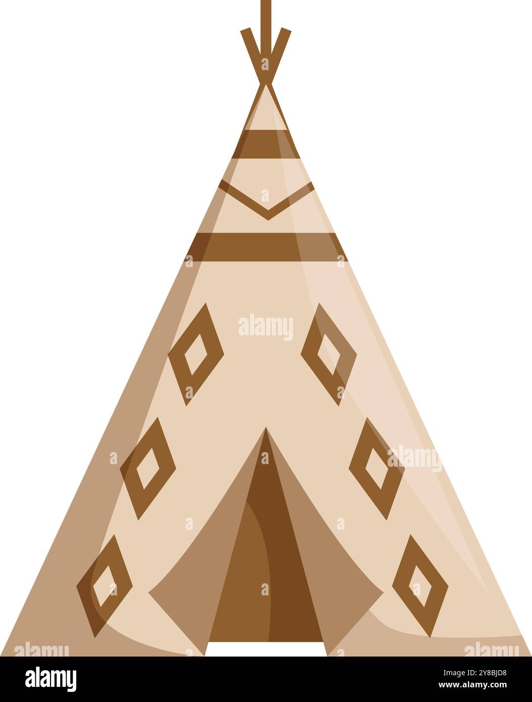 Illustration featuring a brown teepee with rhombus patterns ...