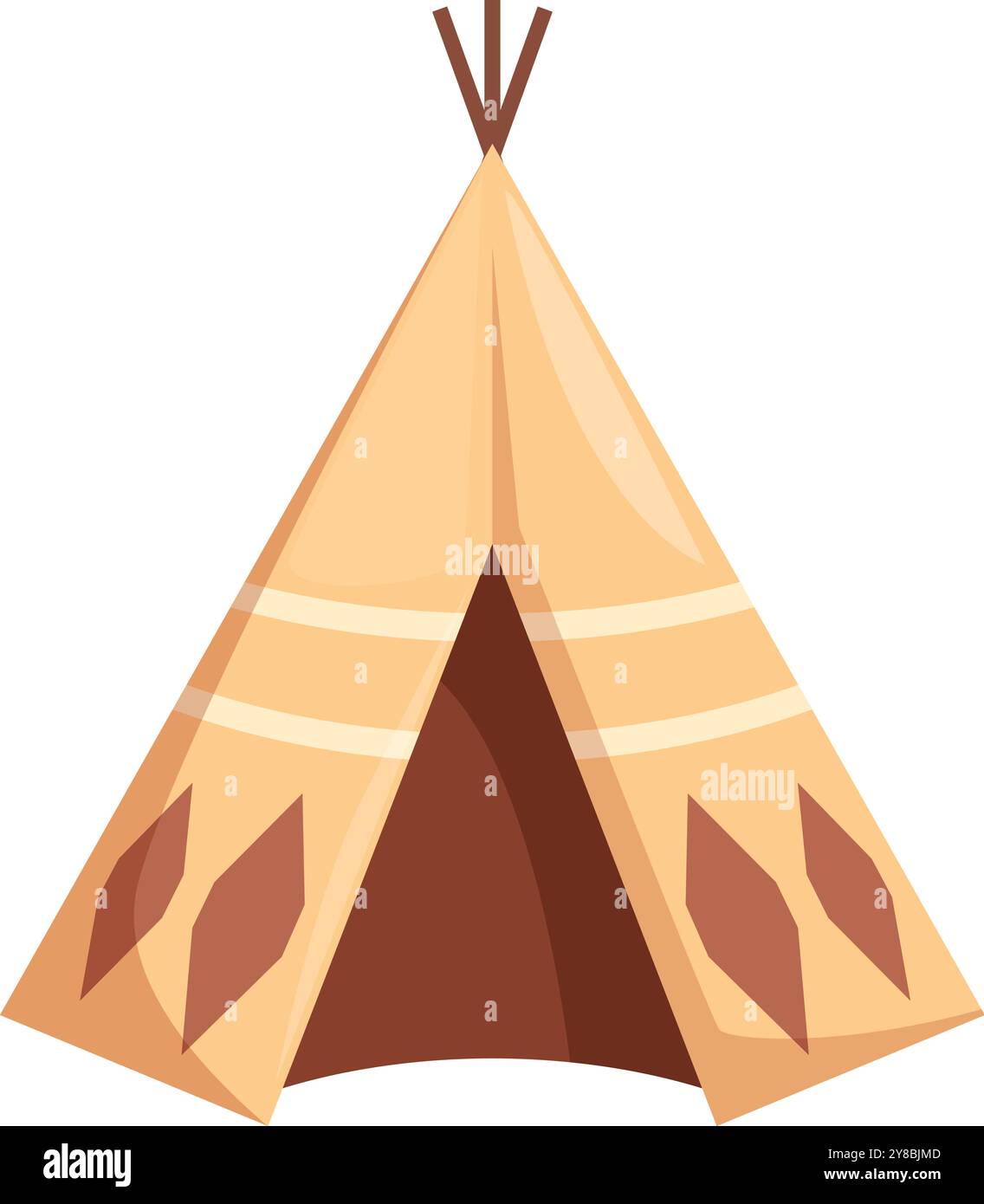 Cartoon illustration featuring a simple native american teepee dwelling ...