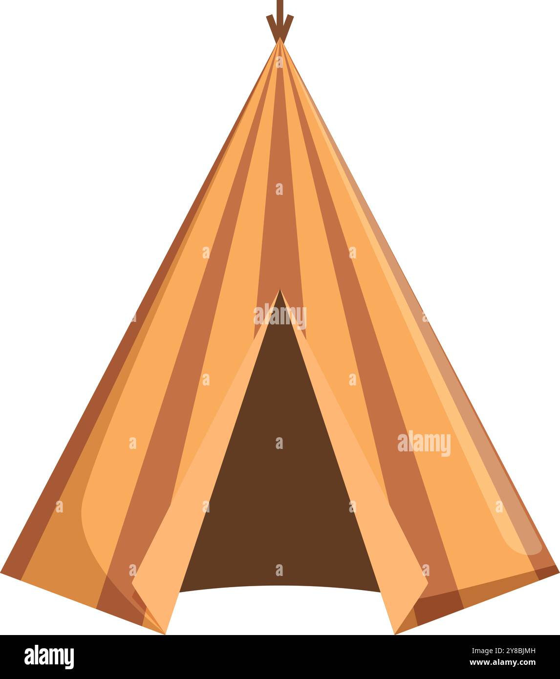 Cartoon teepee tent with brown stripes on a white background, perfect ...