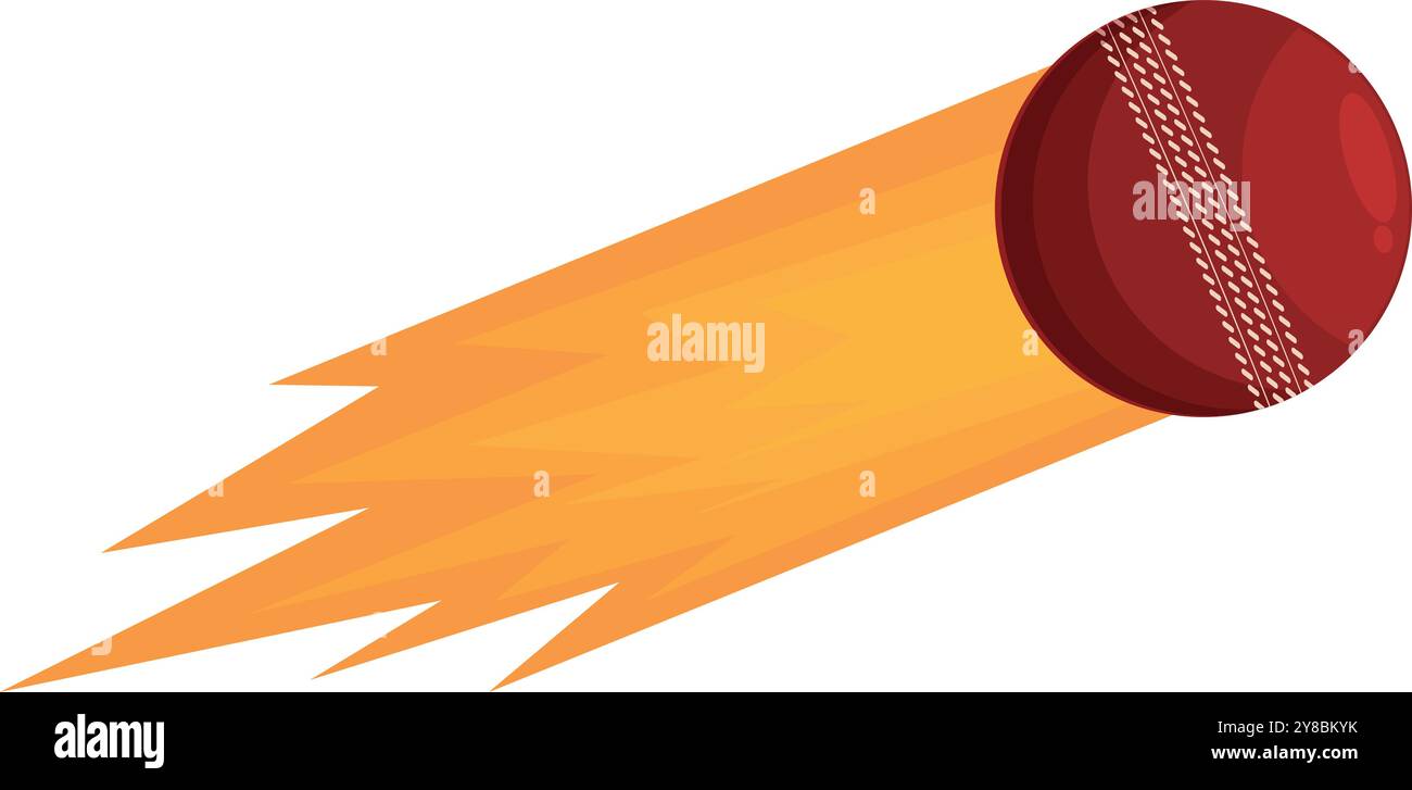 Cricket ball with a fiery trail representing its speed and power Stock ...