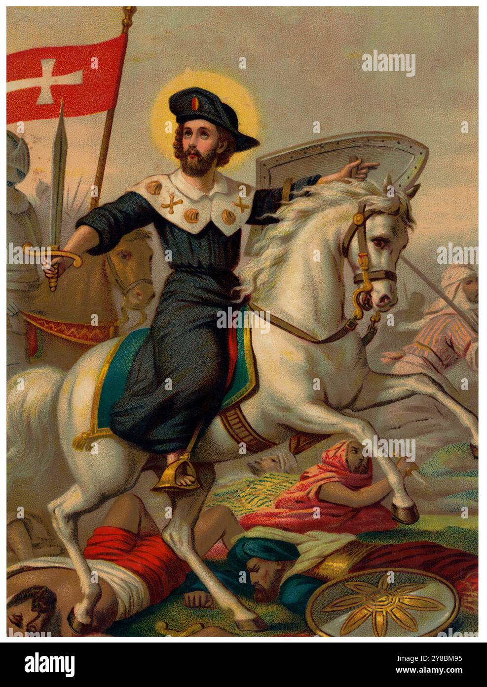 Santiago el Mayor (5 aC-44), apóstol, patrón de España. Grabado de 1900 ...