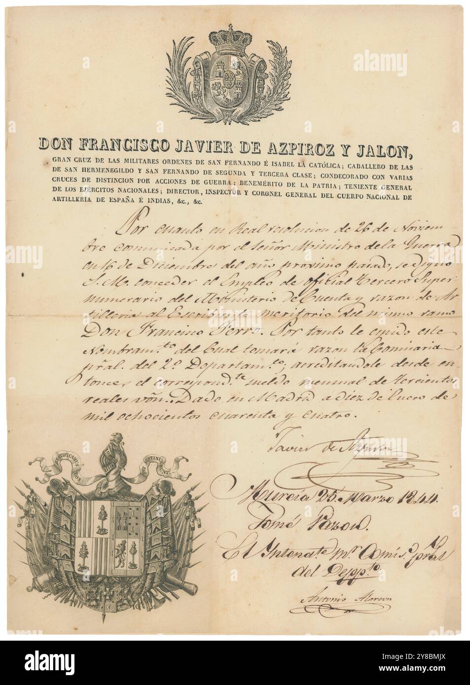 España. Madrid. Nombramiento de empleo de oficial super-numerario del ...