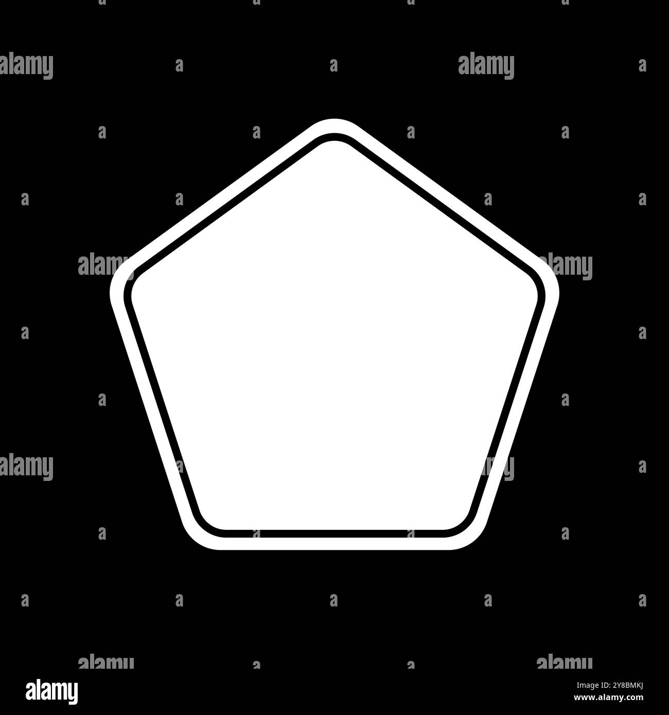 Pentagon outline shape template isolated on black background. Vector ...