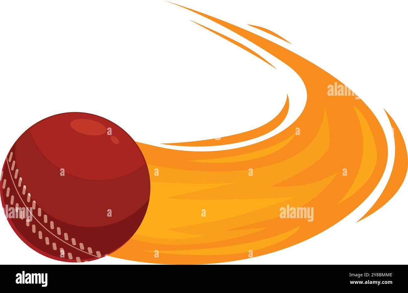 Classic leather cricket ball moving fast through the air leaving a ...