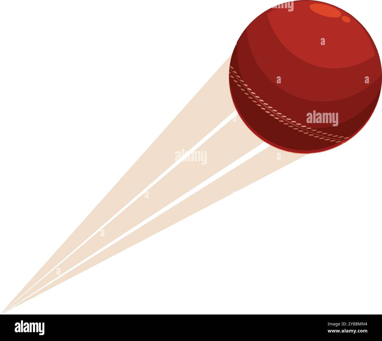 Red cricket ball is flying through the air, leaving a blurred trail ...
