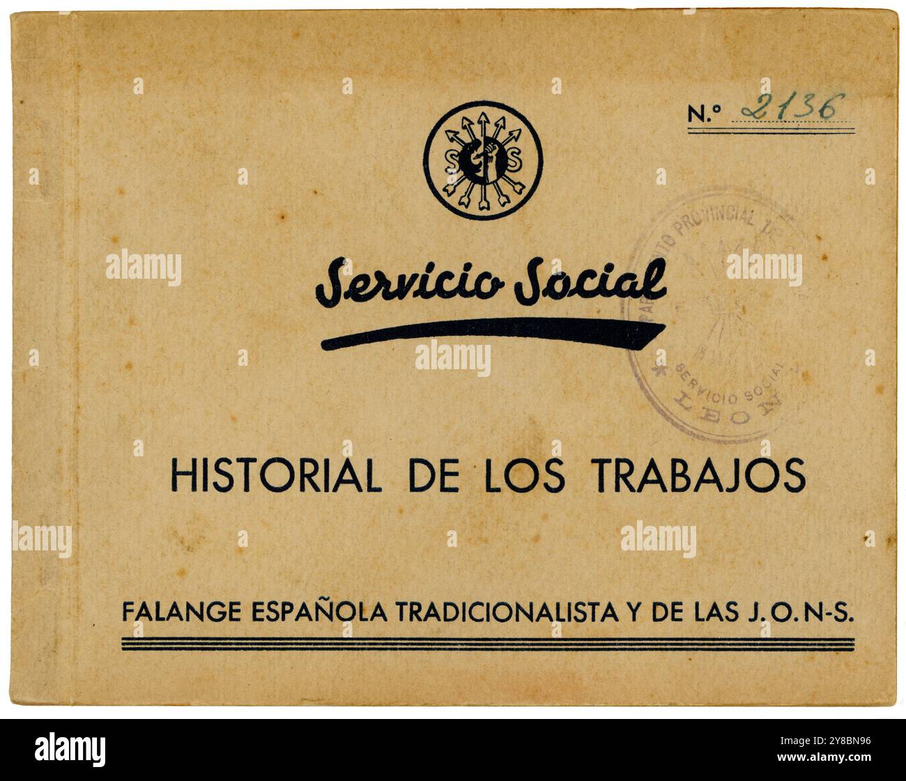 España. Cartilla del Servicio social, historial de trabajos, de la ...