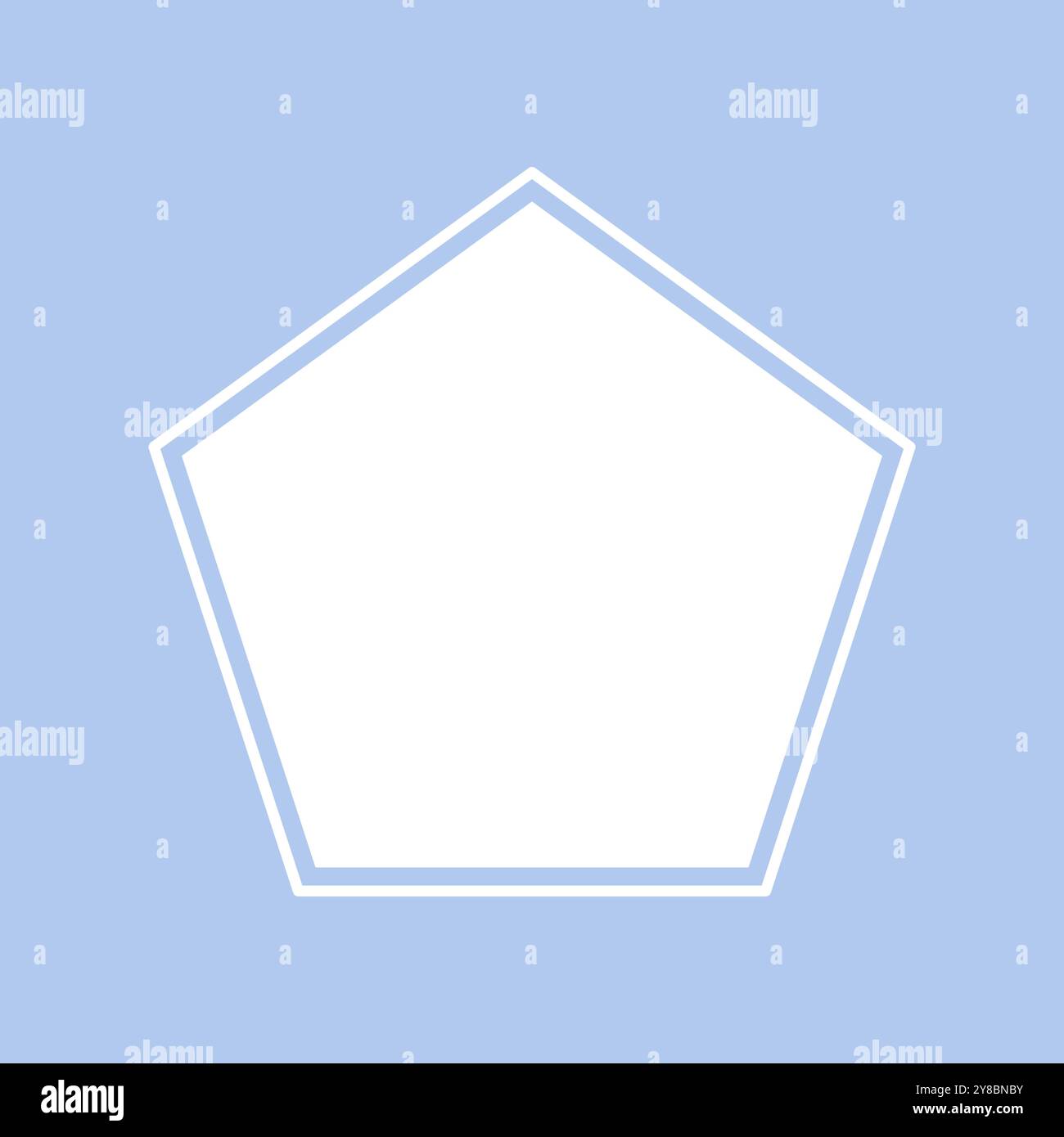 Pentagon outline shape template isolated on blue background. Vector ...