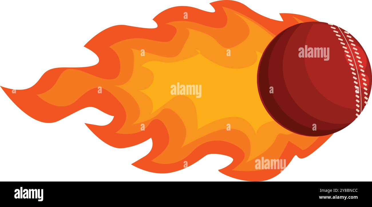 Cricket ball is trailing fire flame leaving a smoke trail symbolizing ...