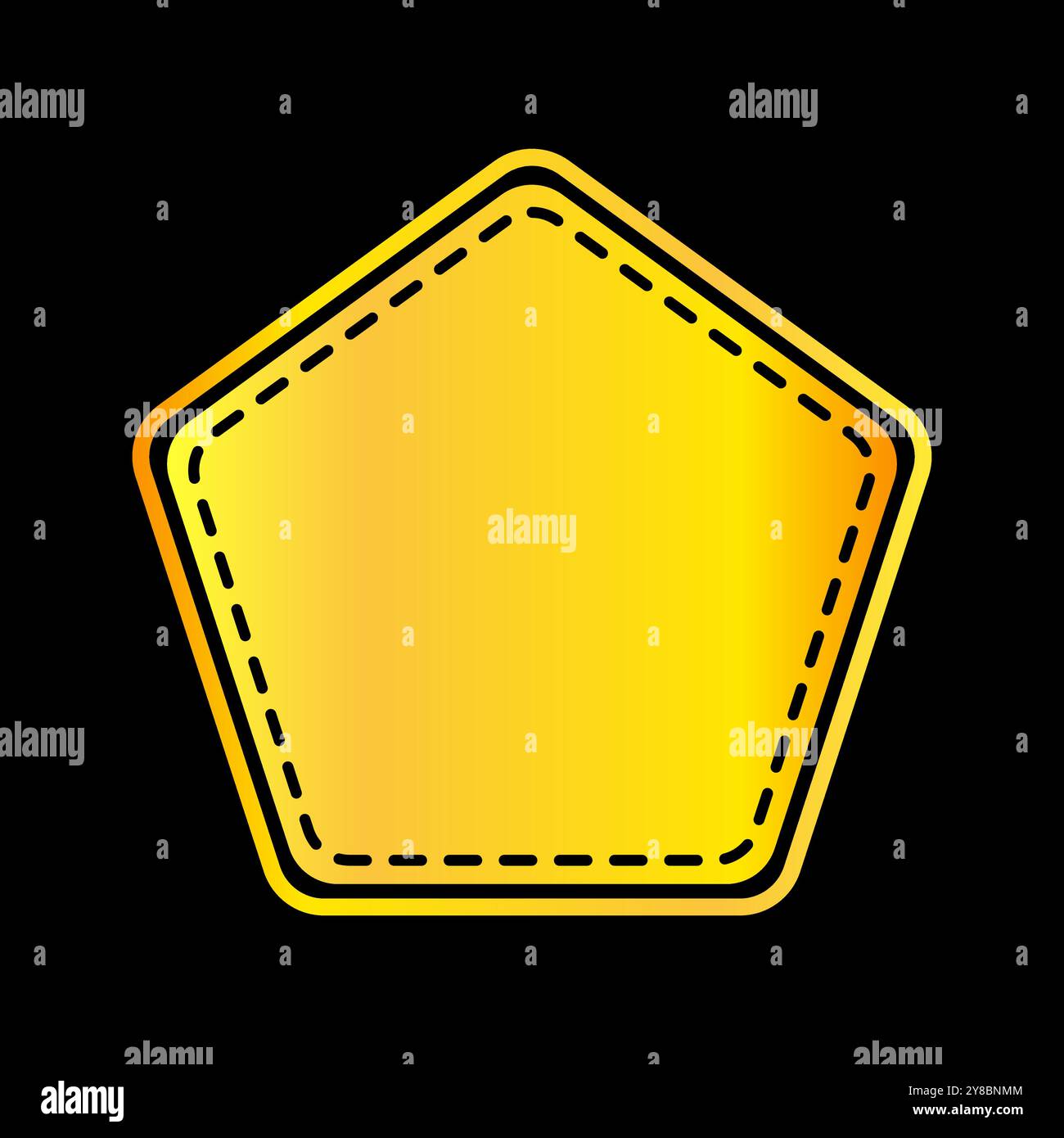 Pentagon luxury gold frame template isolated on dark background. Vector ...