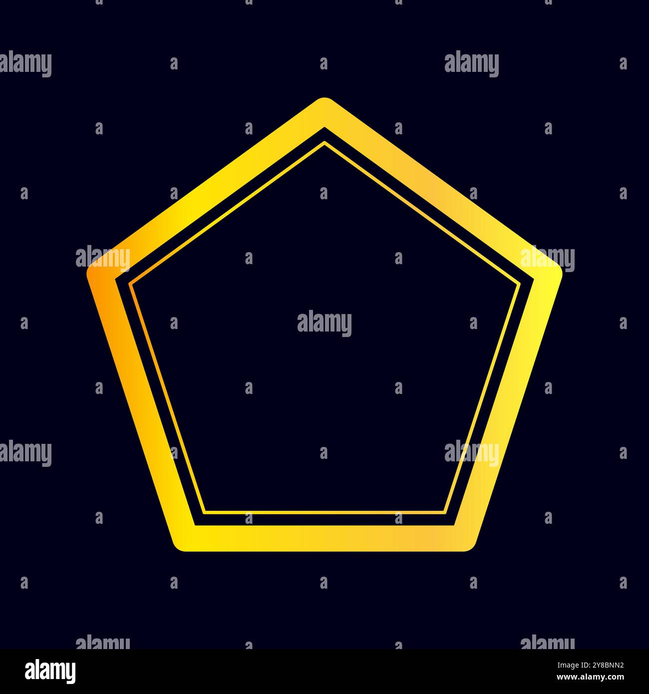 Pentagon luxury gold frame template isolated on dark background. Vector ...