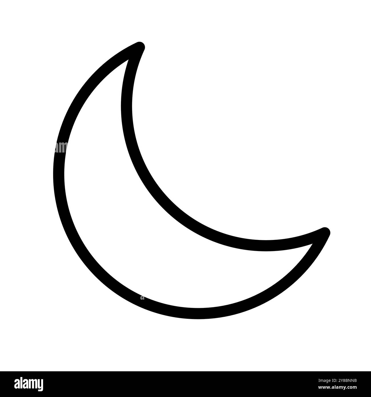 Crescent moon outline shape template isolated on white background. Vector illustration Stock ...