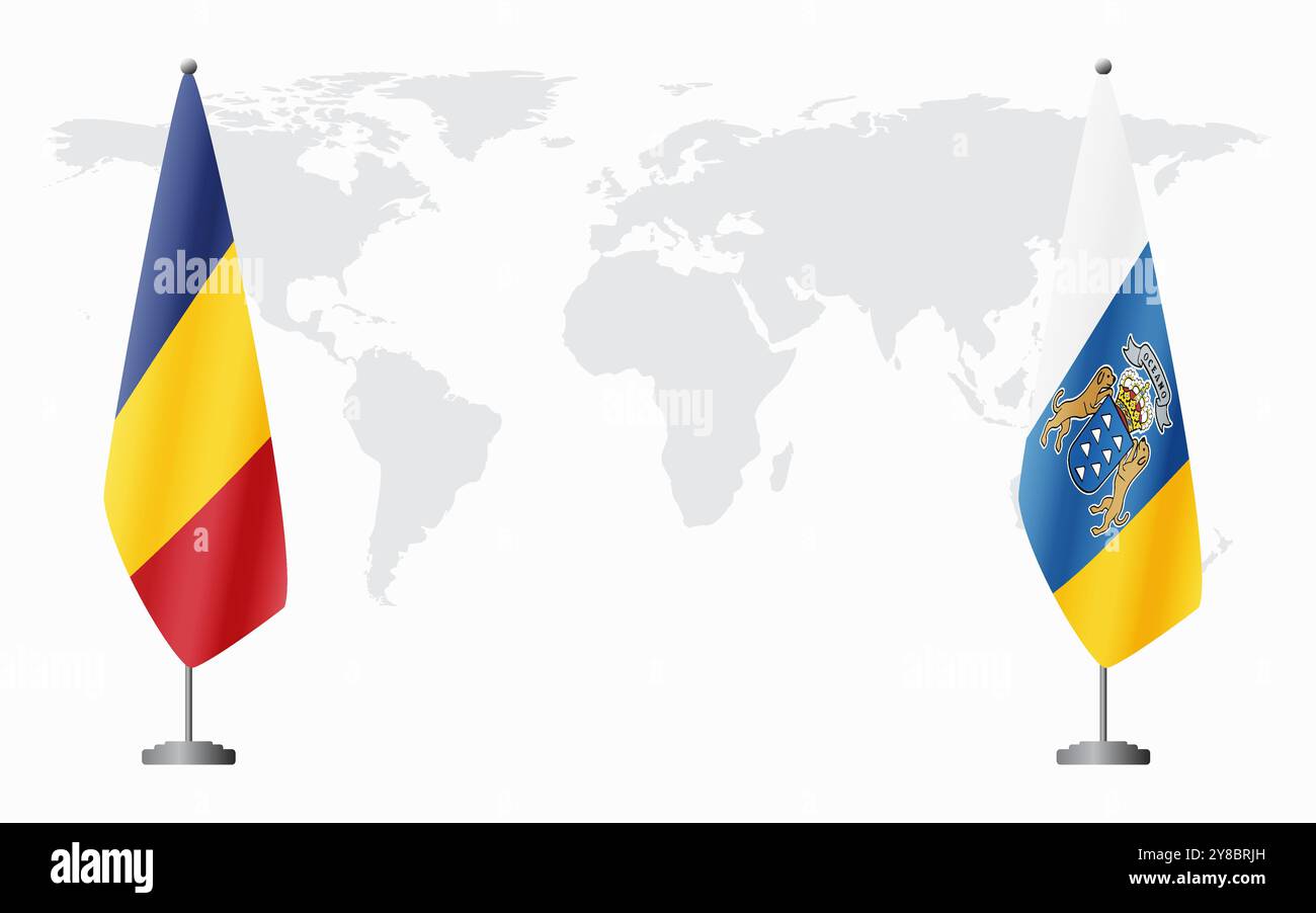 Romania and Canary Islands flags for official meeting against ...