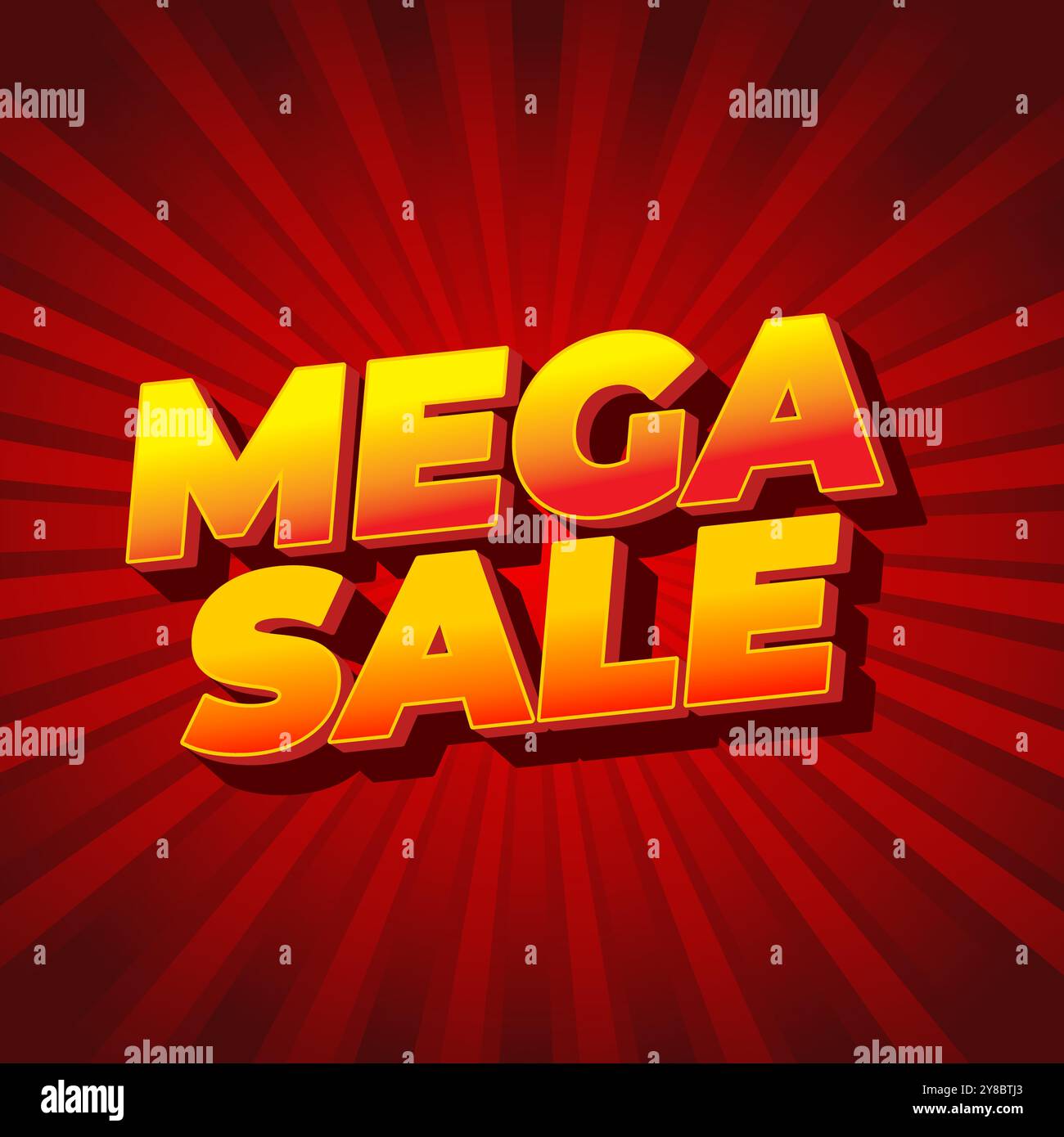 Mega sale. Text effect design in 3D look with modern colors. Square ...
