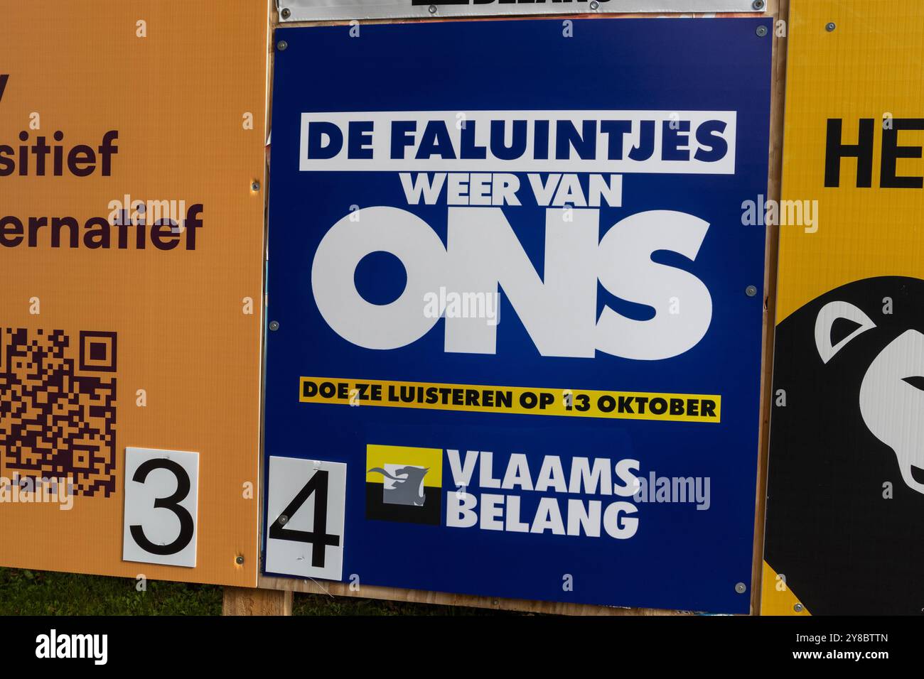 AALST, BELGIUM, 3 OCTOBER 2024: Political posters for the extreme right ...