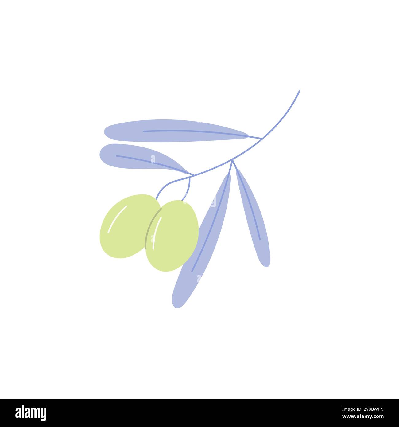 Simple olive tree branch. Isolated vector illustration. cute Stock ...