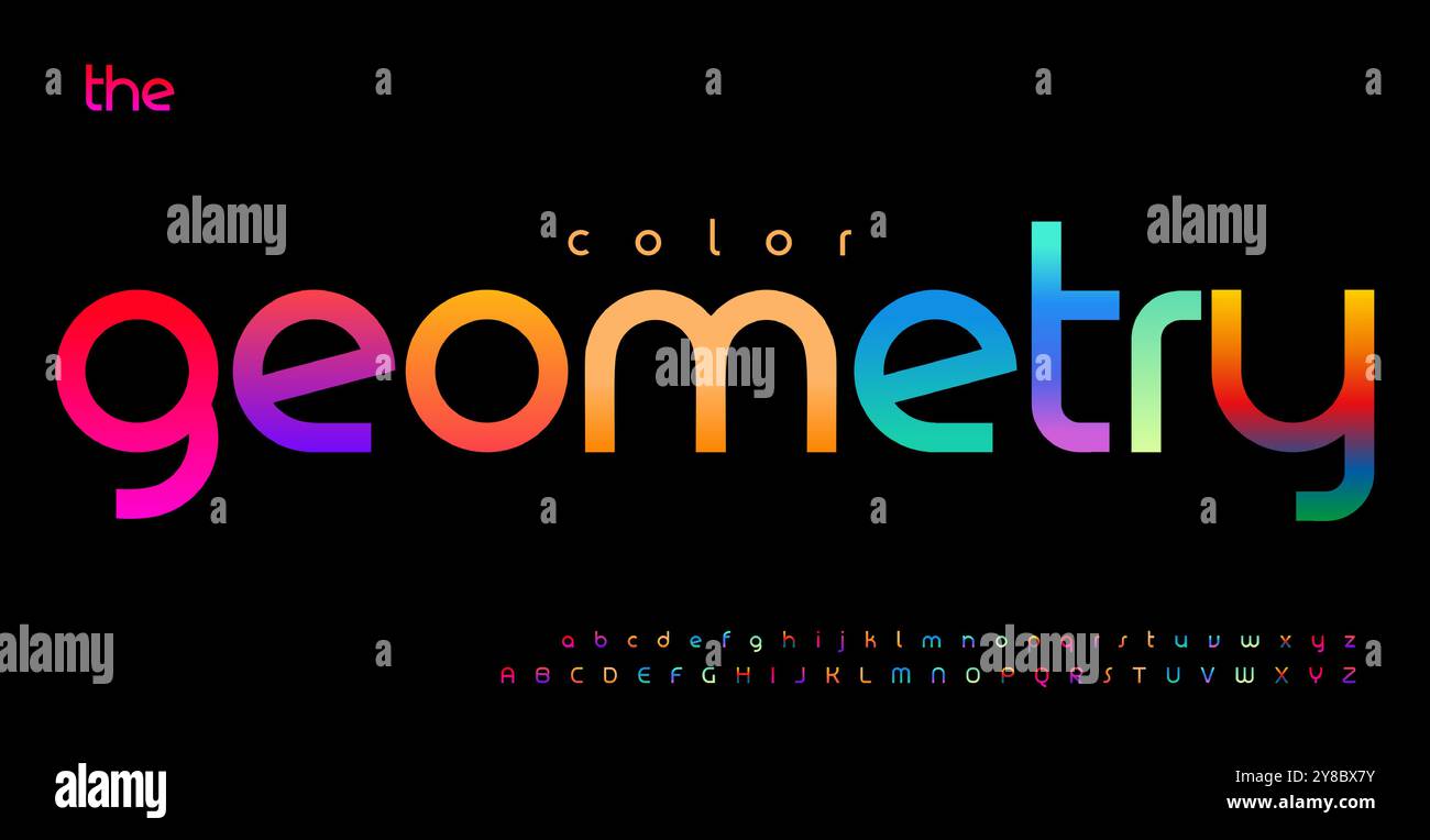 Geometric colorful alphabet, vibrant playful letters, bold bauhaus ...