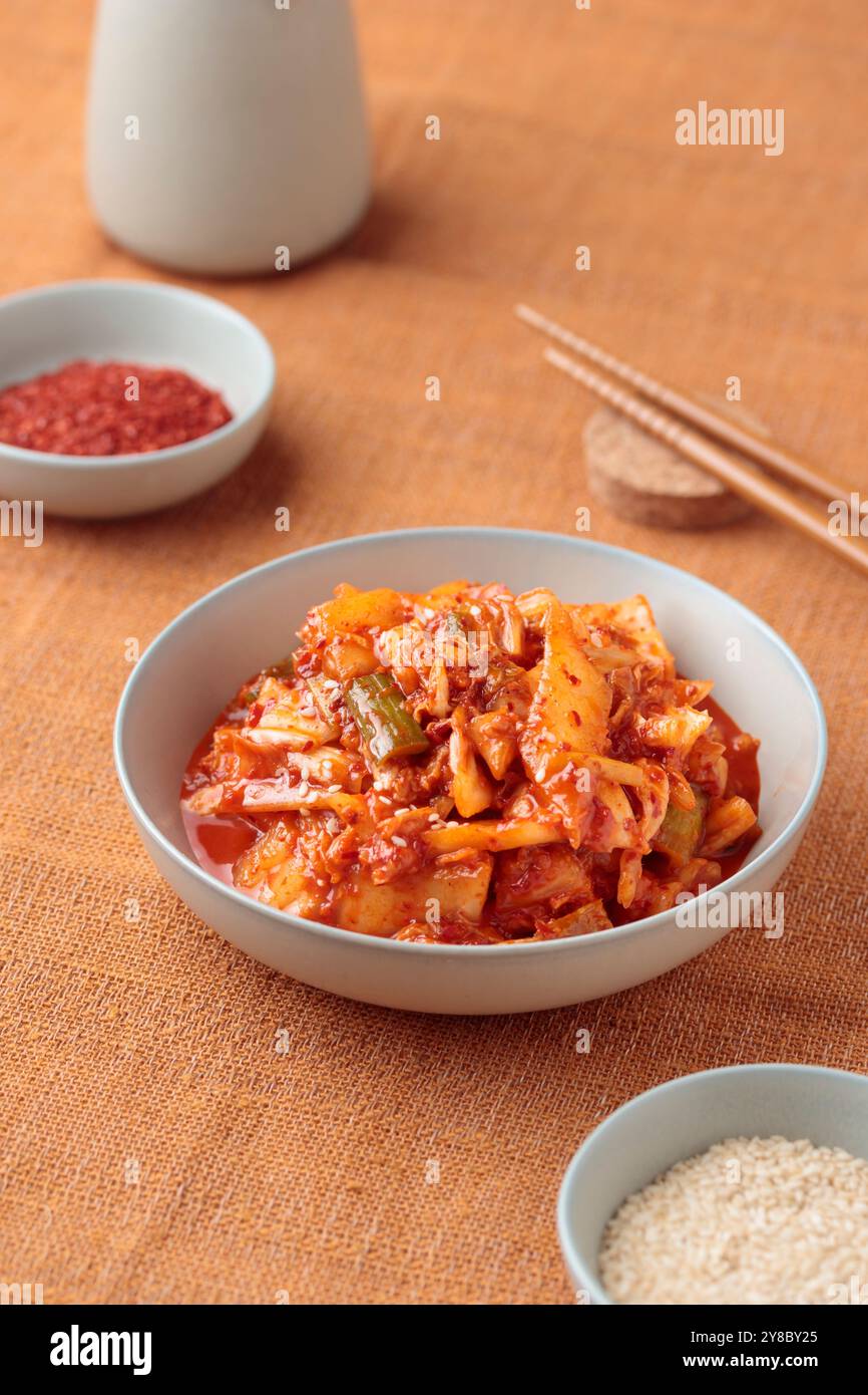 Kimchi, Kimchee in the Bowl, Red Spicy Kim Chi, Hot Fermented Napa ...