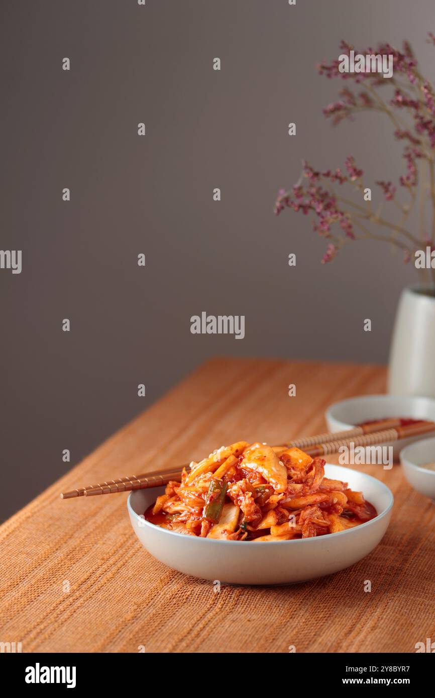 Kimchi, Kimchee in the Bowl, Red Spicy Kim Chi, Hot Fermented Napa ...